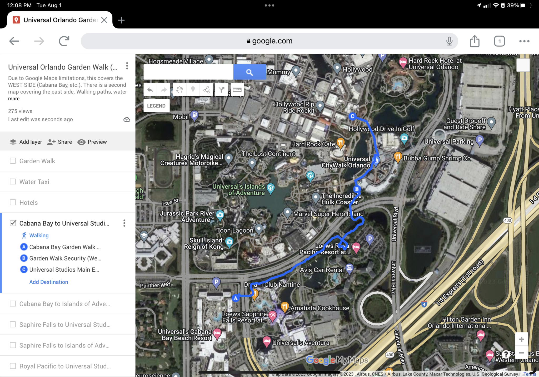 Universal Orlando Garden Walk maps – Park Hopping